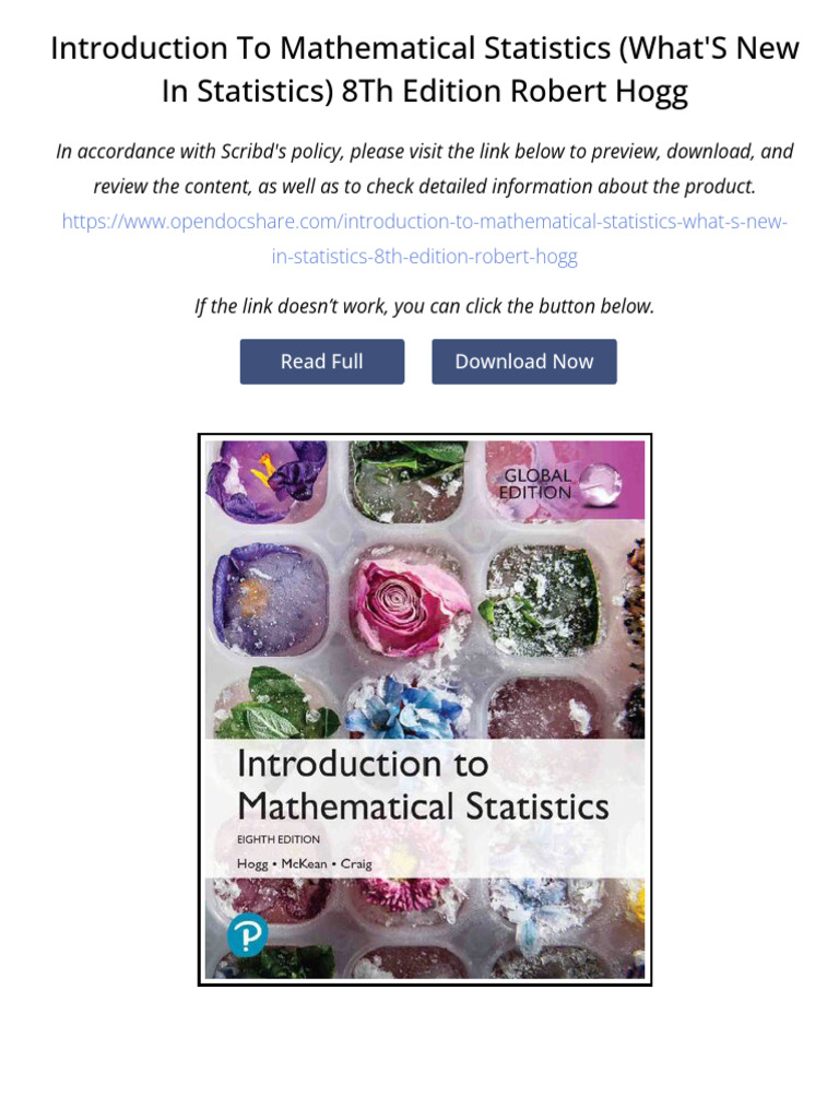Introduction to Mathematical Statistics (What's New in Statistics) 8th ...