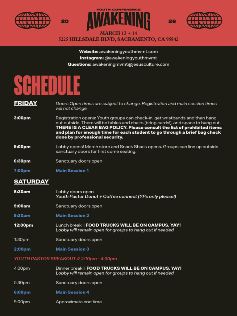 Awakening Conference Schedule & Info | PDF