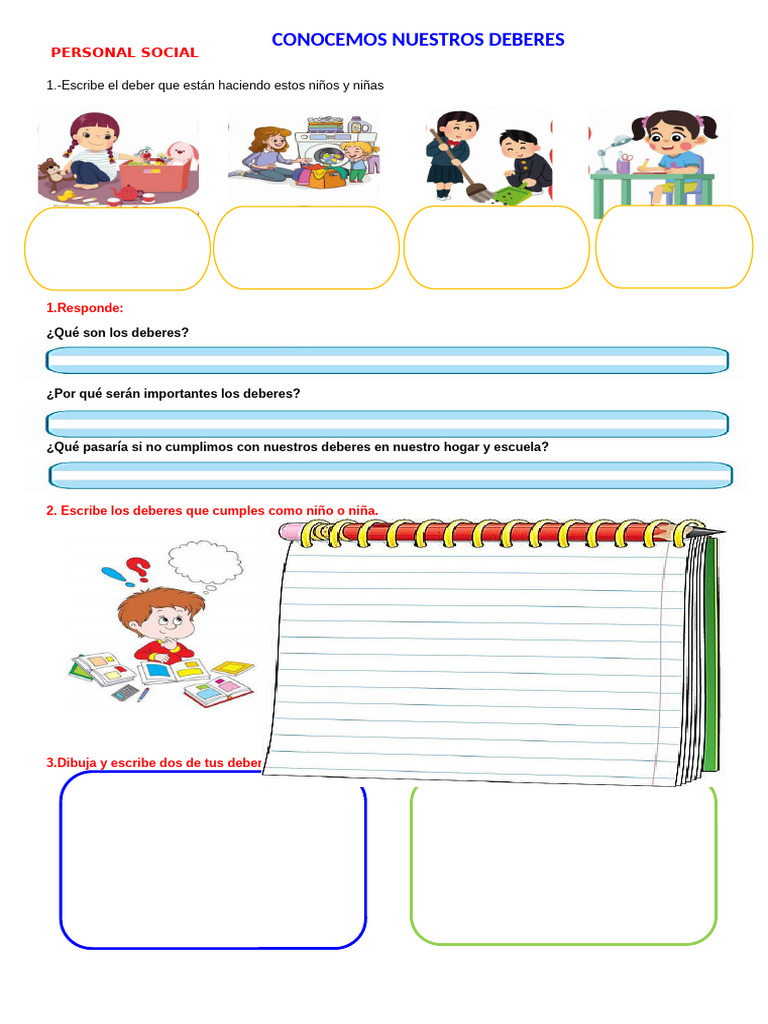 2° FICHA PS Conocemos nuestros deberes | PDF