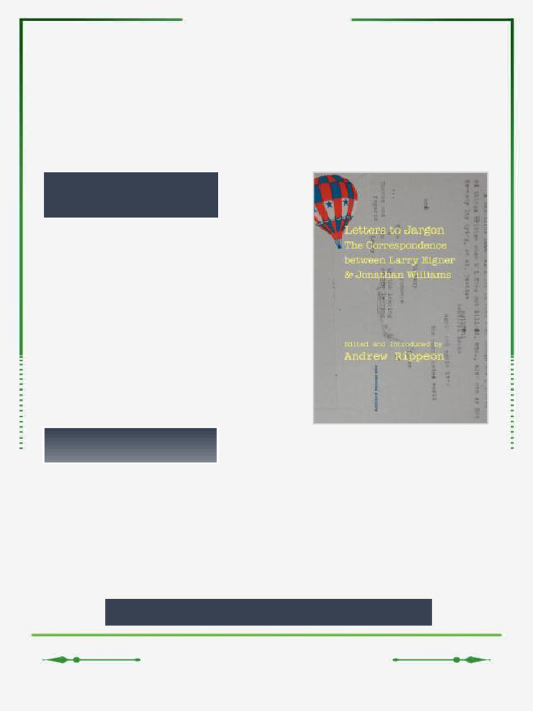 Letters to Jargon The Correspondence Between Larry Eigner and Jonathan ...