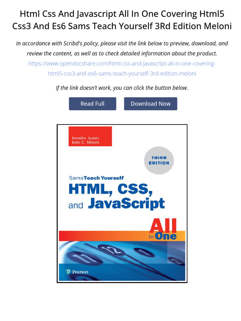 HTML CSS and JavaScript All in One Covering HTML5 CSS3 and ES6 Sams Teach Yourself 3rd Edition ...