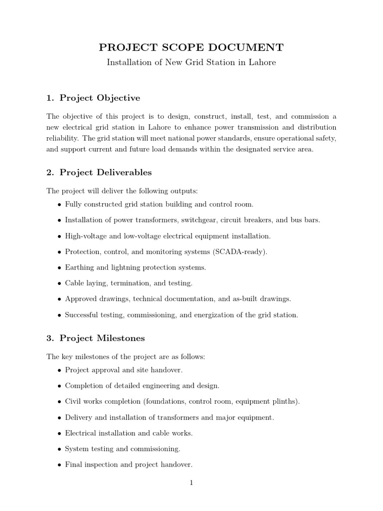Project_scope_document_Installation_of_Grid_Station | PDF | Electrical ...