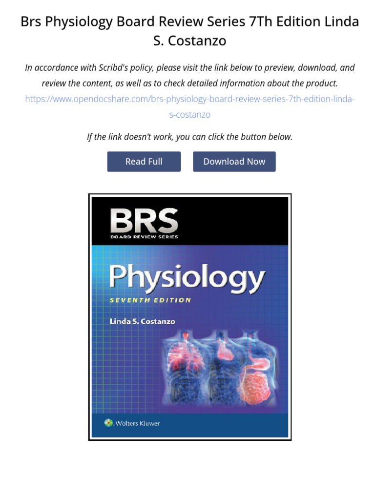 BRS Physiology Board Review Series 7th Edition Linda S. Costanzo | PDF ...