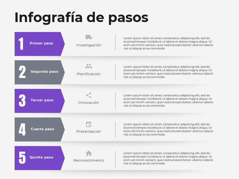 Gráfico de Infografía de Pasos a Seguir Moderno Morado y Blanco ...