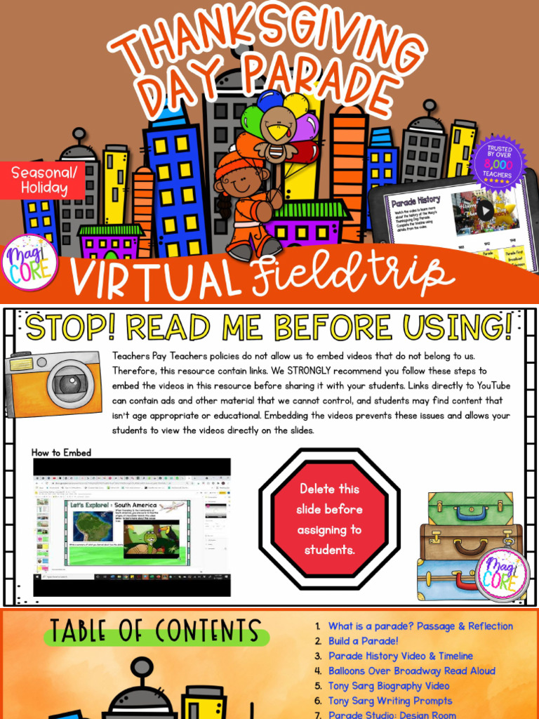 Copy of Thanksgiving Day Parade Virtual Field Trip -TPT | PDF