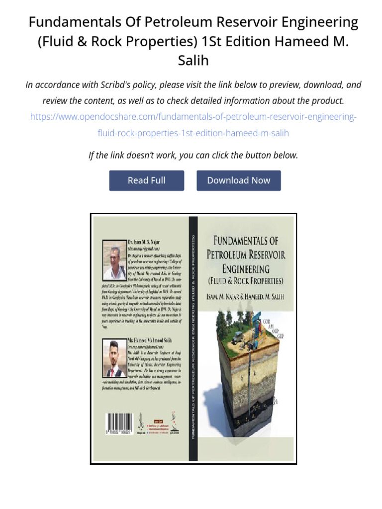 Fundamentals of Petroleum Reservoir Engineering (Fluid & Rock ...