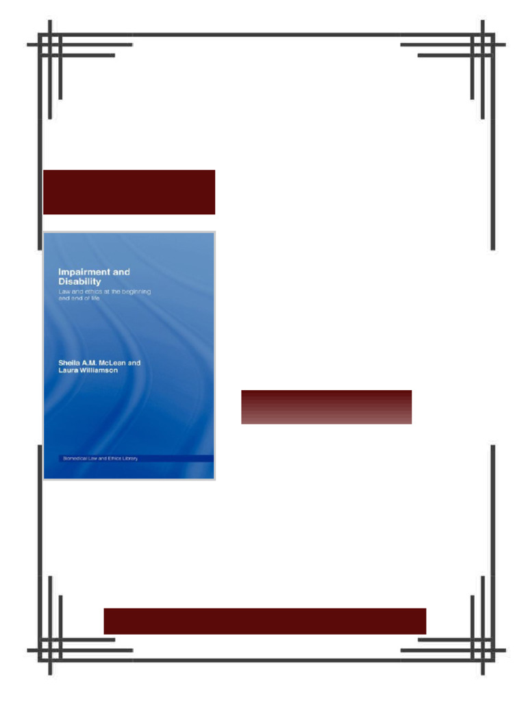 Impairment Disability 1st Edition Sheila Mclean ebook digital chapters ...