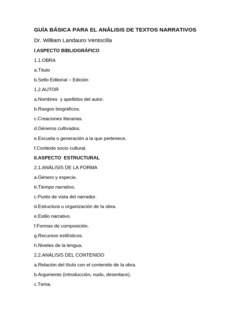 Análisis de Textos Narrativos: Guía Básica | PDF
