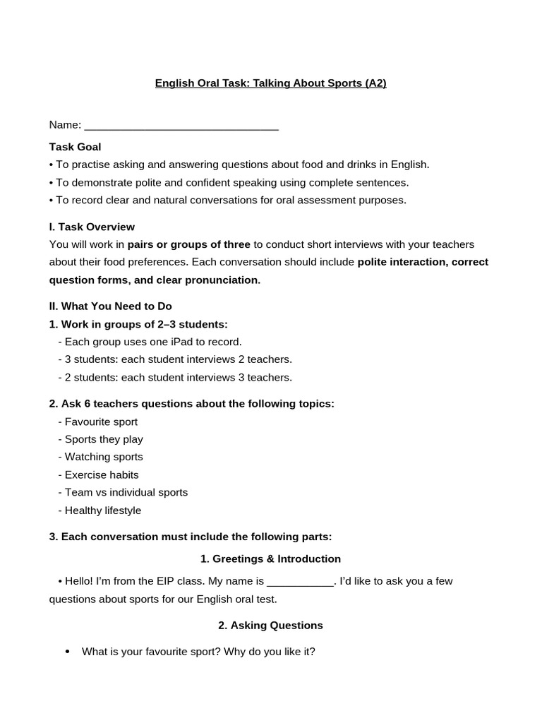 English Oral Task A2 Gradus | PDF | Human Communication