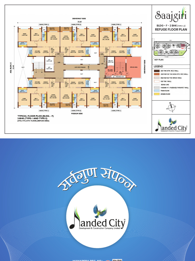 BLDG - F - 2 BHK (TYPE-1, 2) Refuge Floor Plan | PDF