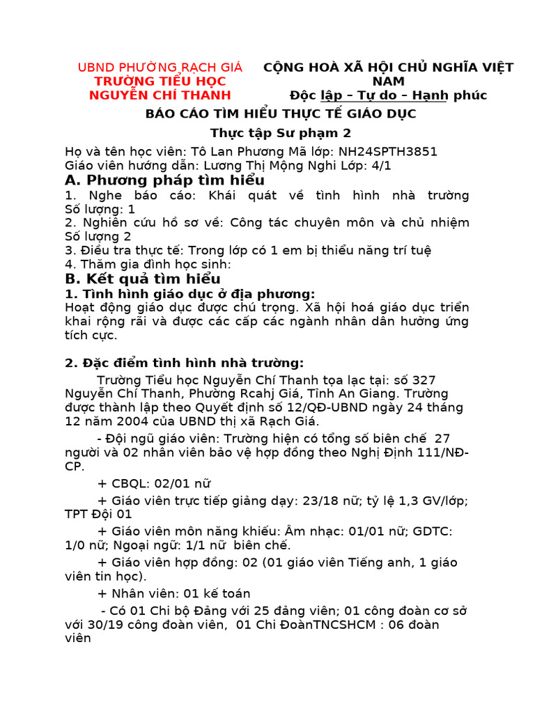 MẪU5.BAO CAO TIM HIEU THUC TE GIAO DUC. | PDF