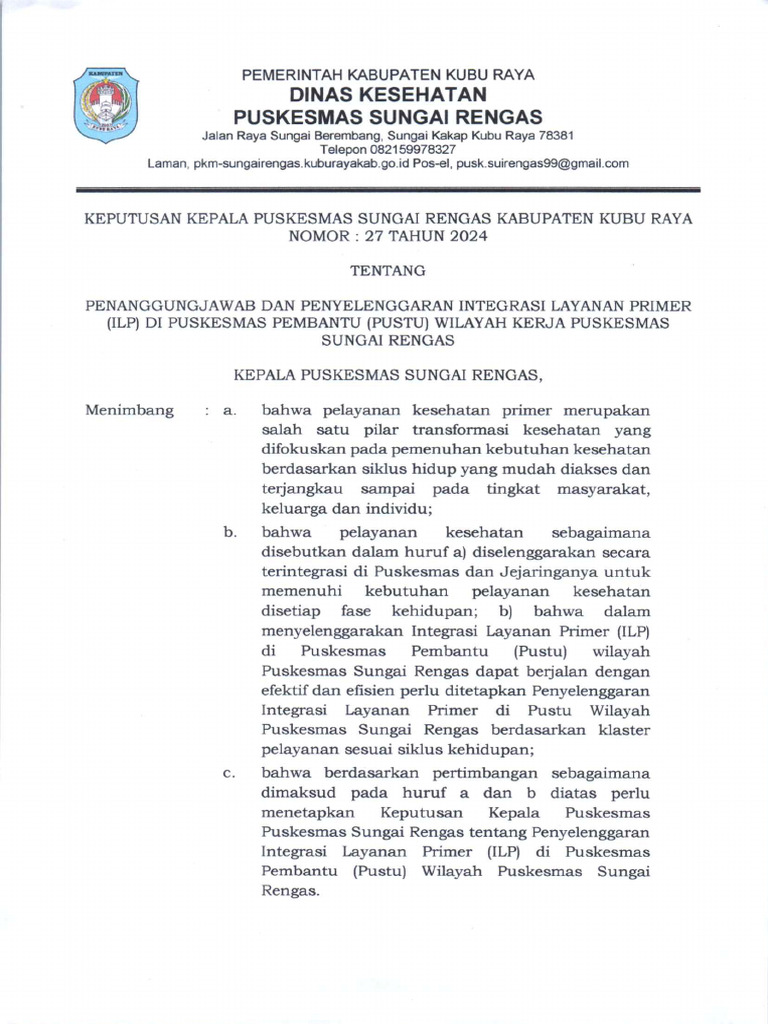 SK Penangung Jawab Ilp Di Pustu Pusk Sui Rengas | PDF