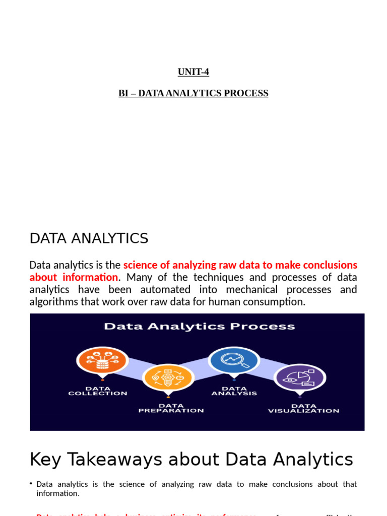 Unit 4.1 | PDF | Data Analysis | Analytics