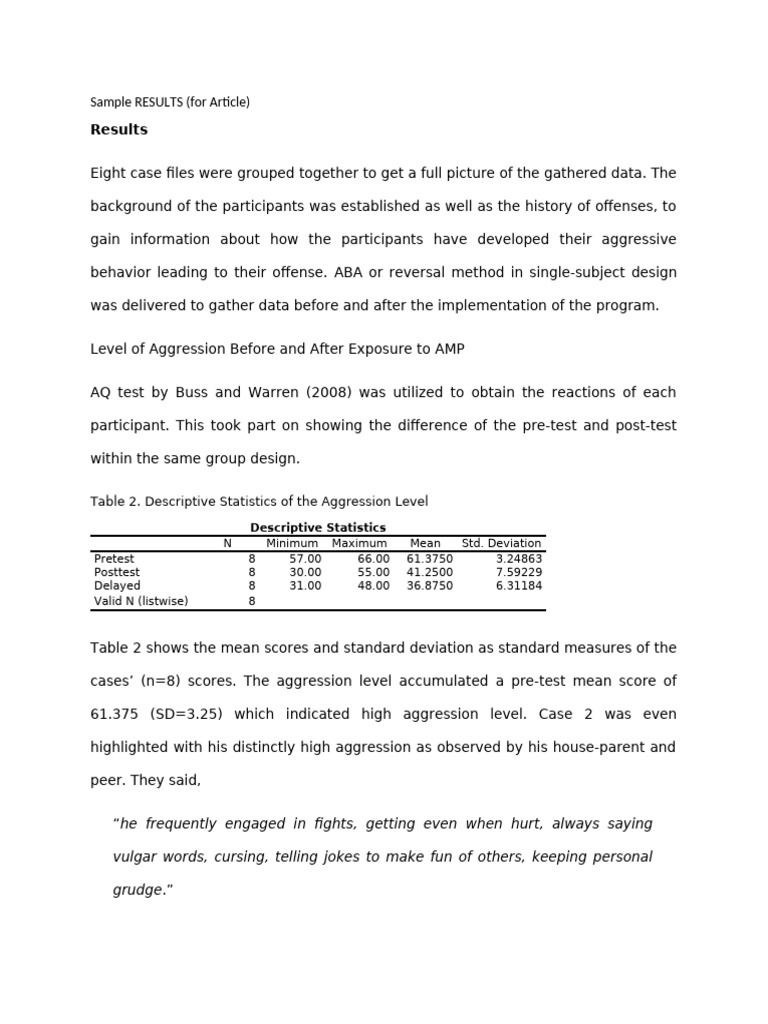AMP Program Reduces Aggression Levels | PDF | Analysis Of Variance ...