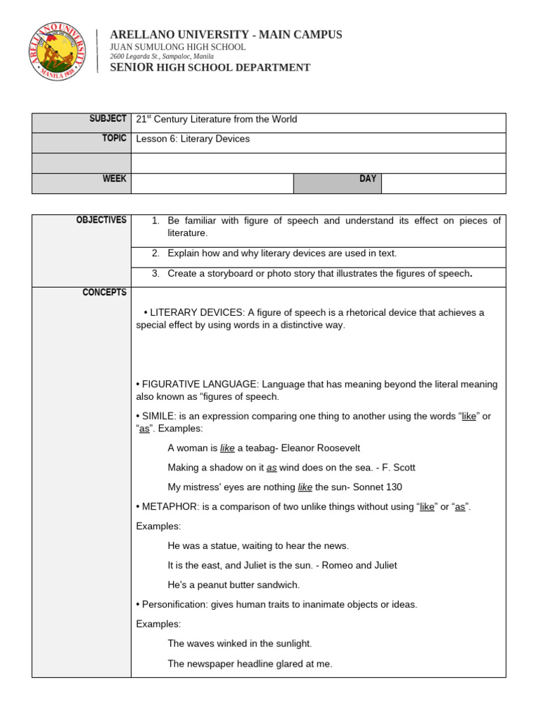 Literary Devices in 21st Century Literature | PDF