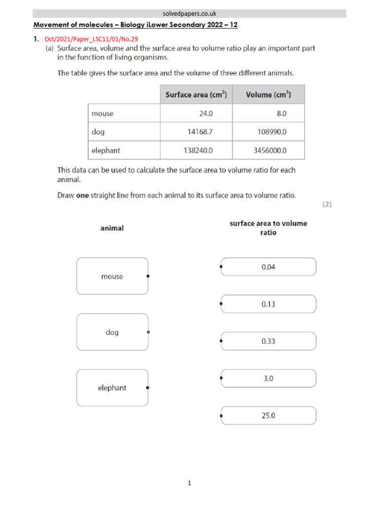 2022 12 Movement of Molecules Edexcel Biology ISecondary | PDF