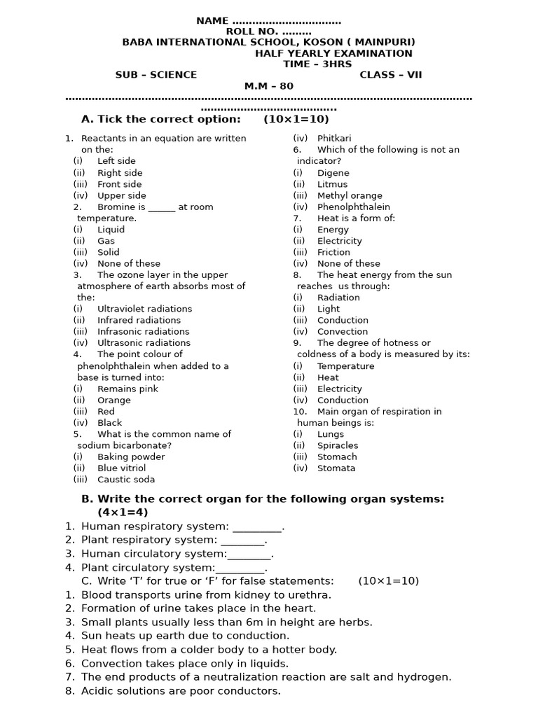 Class -7th Science (1) | PDF | Heat | Thermal Conduction