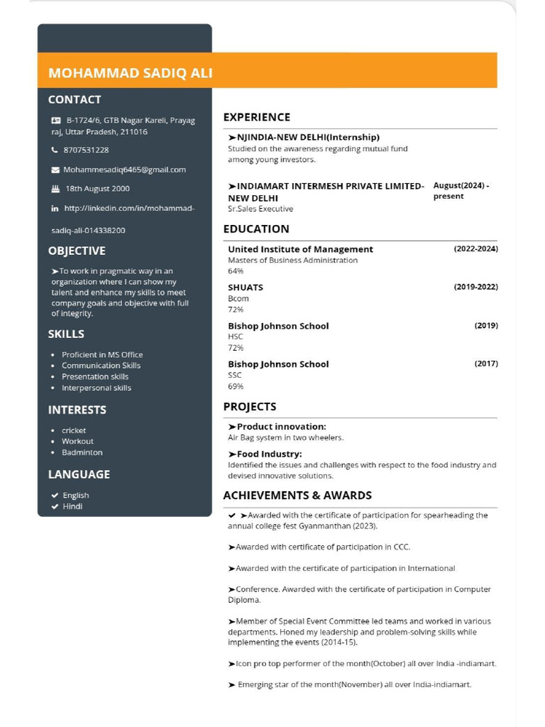 Sadiq Ali Resume New | PDF