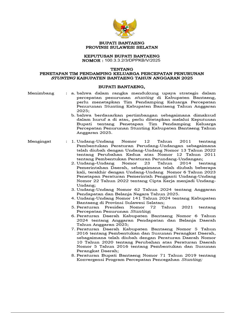Tim Pendamping Stunting Bantaeng 2025 | PDF