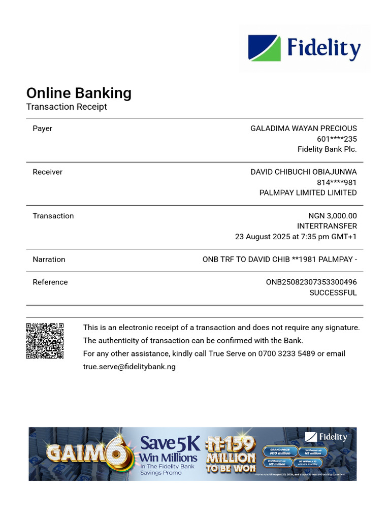 Online Banking Transaction Receipt | PDF