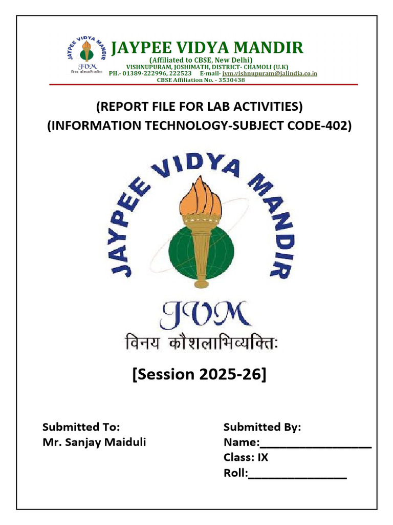 Lab Activities Report for IT IX 2025-26 | PDF | Spreadsheet | Microsoft ...