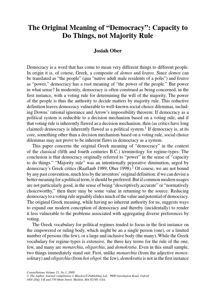 Original Meaning Democracy | PDF