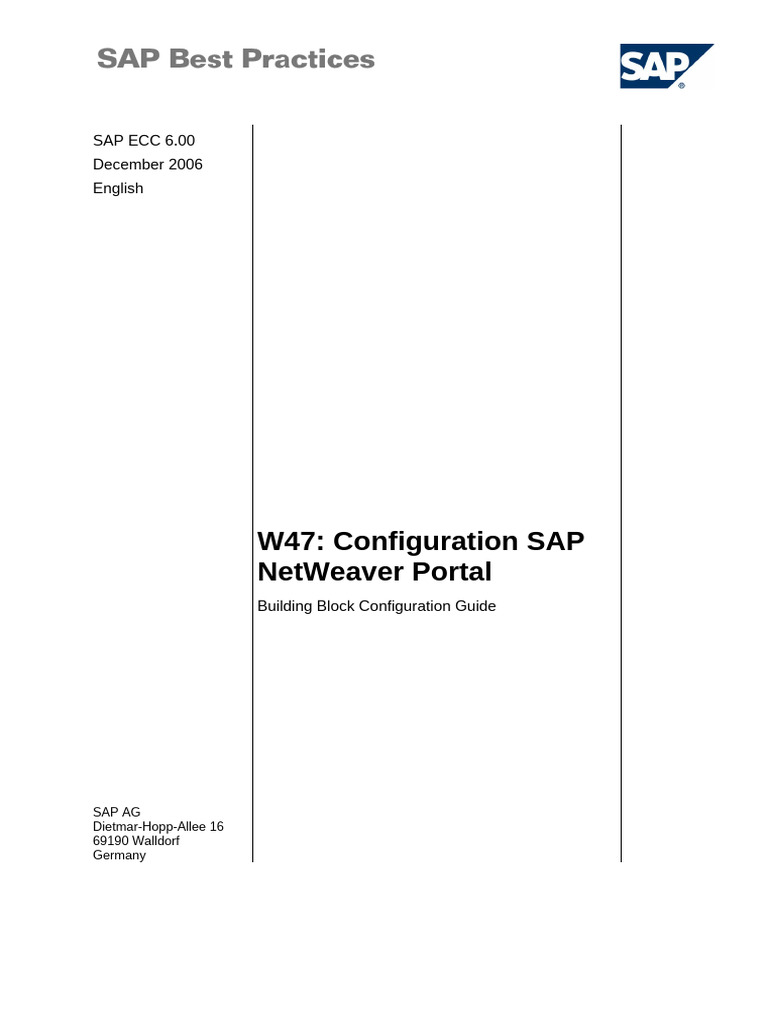 SAP NetWeaver Portal Configuration Guide | PDF | Computer File | Ibm Db2