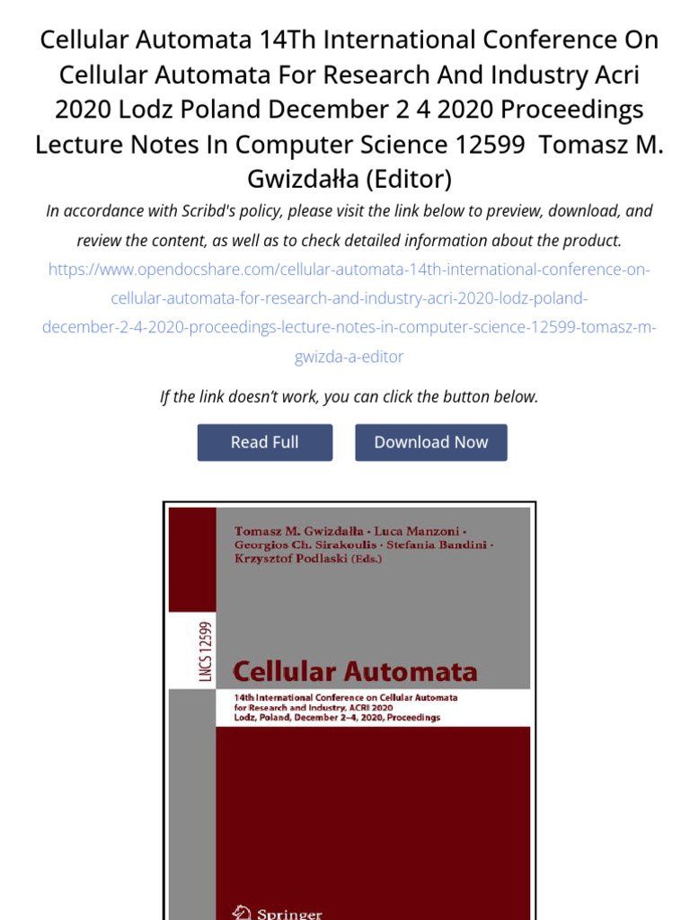Cellular Automata 14th International Conference on Cellular Automata ...