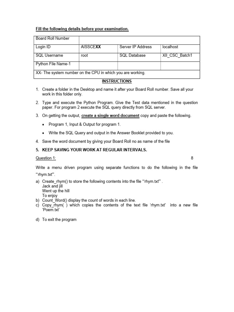 Mock Practicals Set 1 4 | PDF | Sql | Computer File