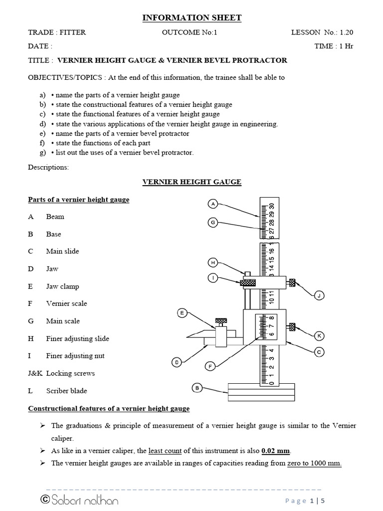Vernier Height Gauge & Bevel Protractor Guide | PDF | Tools