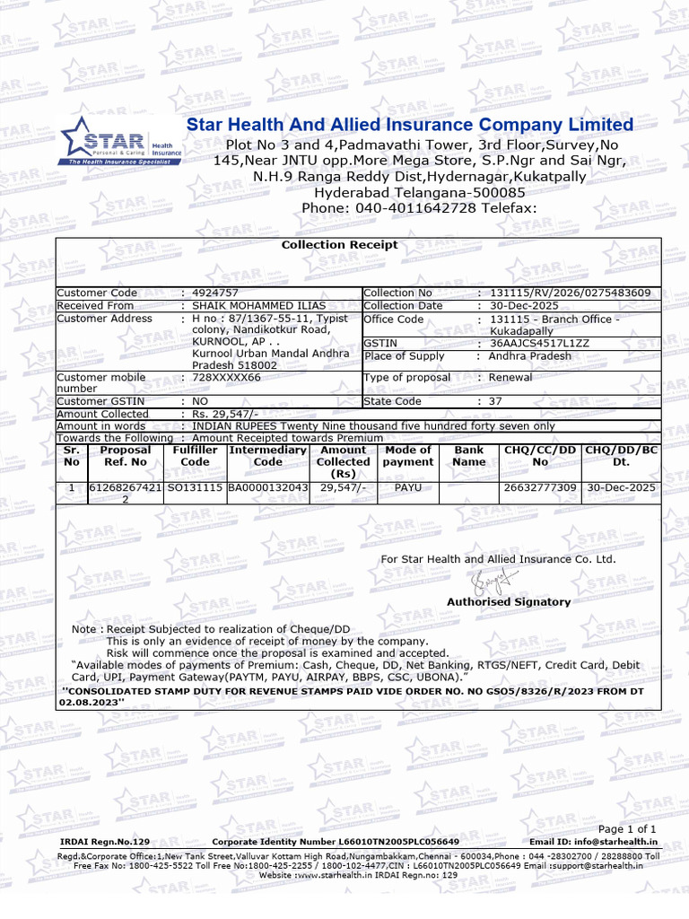 Collection Receipt for Insurance Premium | PDF | Payments | Service ...