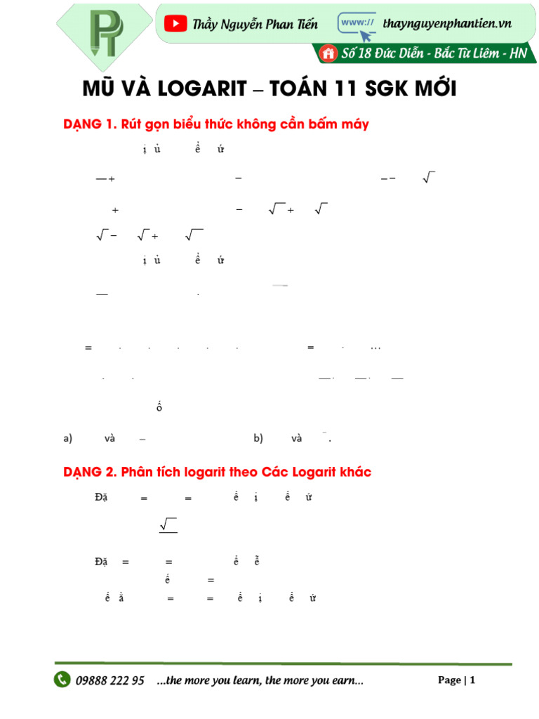Bài 2. Logarit - Công TH C Logarit | PDF