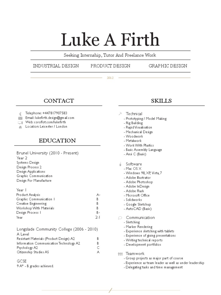 Luke Firth - CV | Download Free PDF | Graphic Design | Design