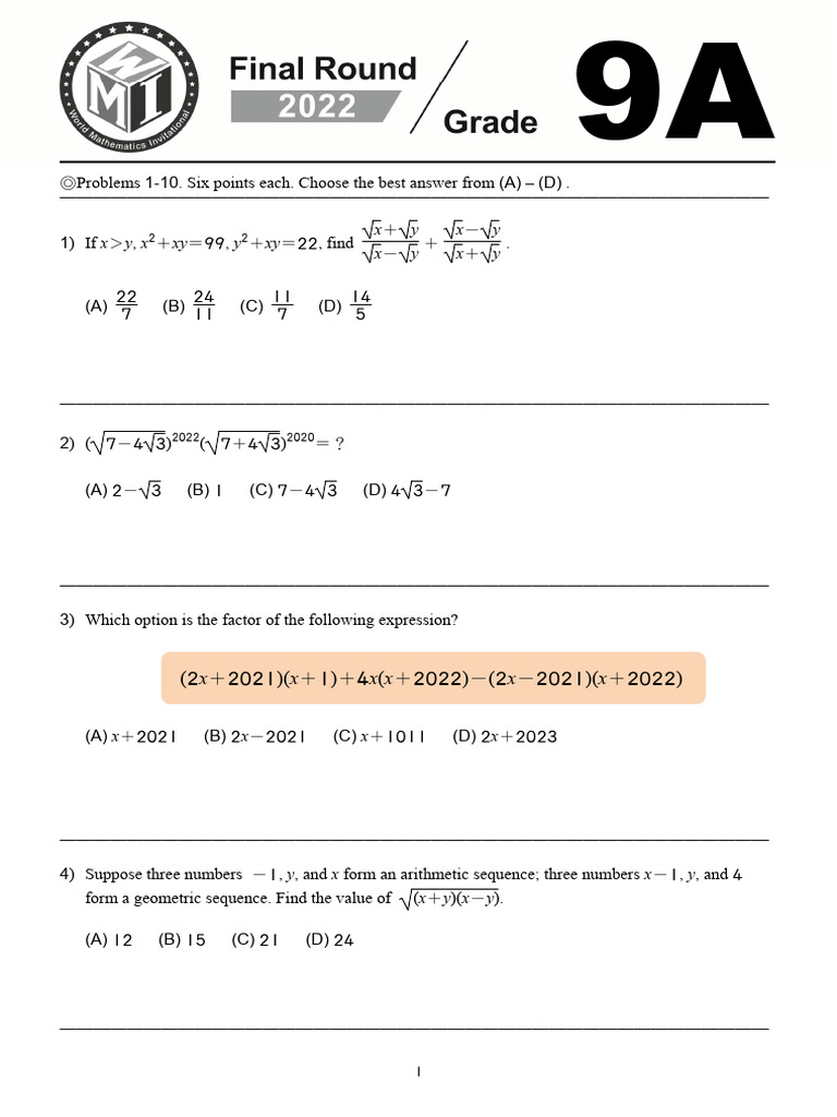 Math Problem Set with Solutions | PDF | Euclidean Plane Geometry ...