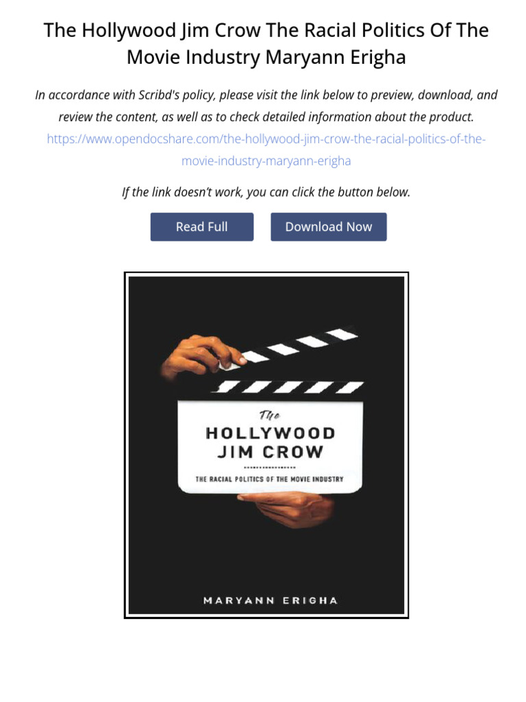 The Hollywood Jim Crow The Racial Politics Of The Movie Industry ...