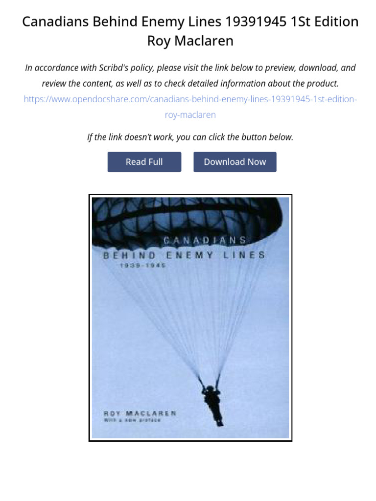 Canadians Behind Enemy Lines 19391945 1st Edition Roy Maclaren | PDF ...