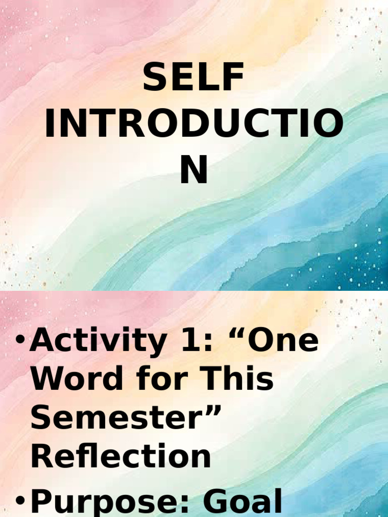 SELF-INTRODUCTION | PDF