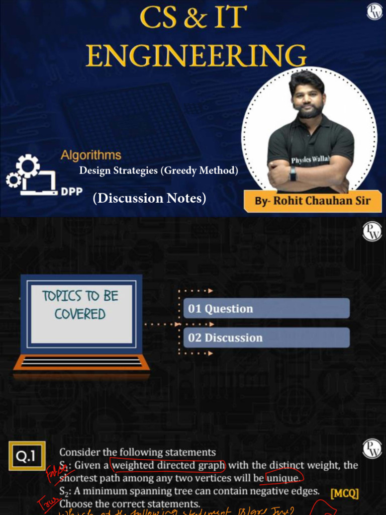 Design Strategies (Greedy Method) DPP Discussion Notes | PDF