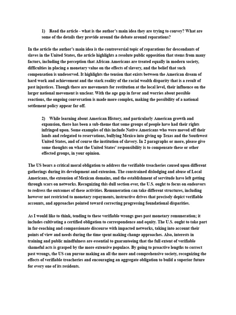 American History Questions | PDF