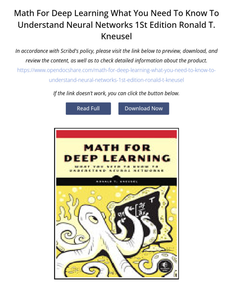 Math for Deep Learning What You Need to Know to Understand Neural ...