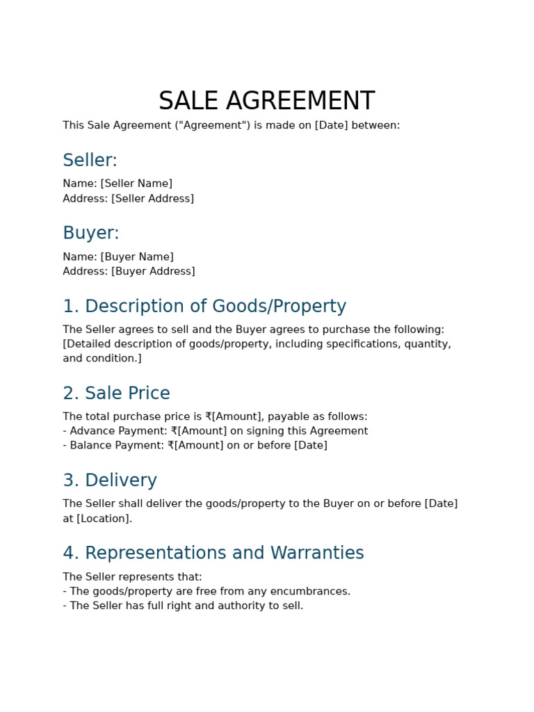 Sale Agreement Draft | PDF