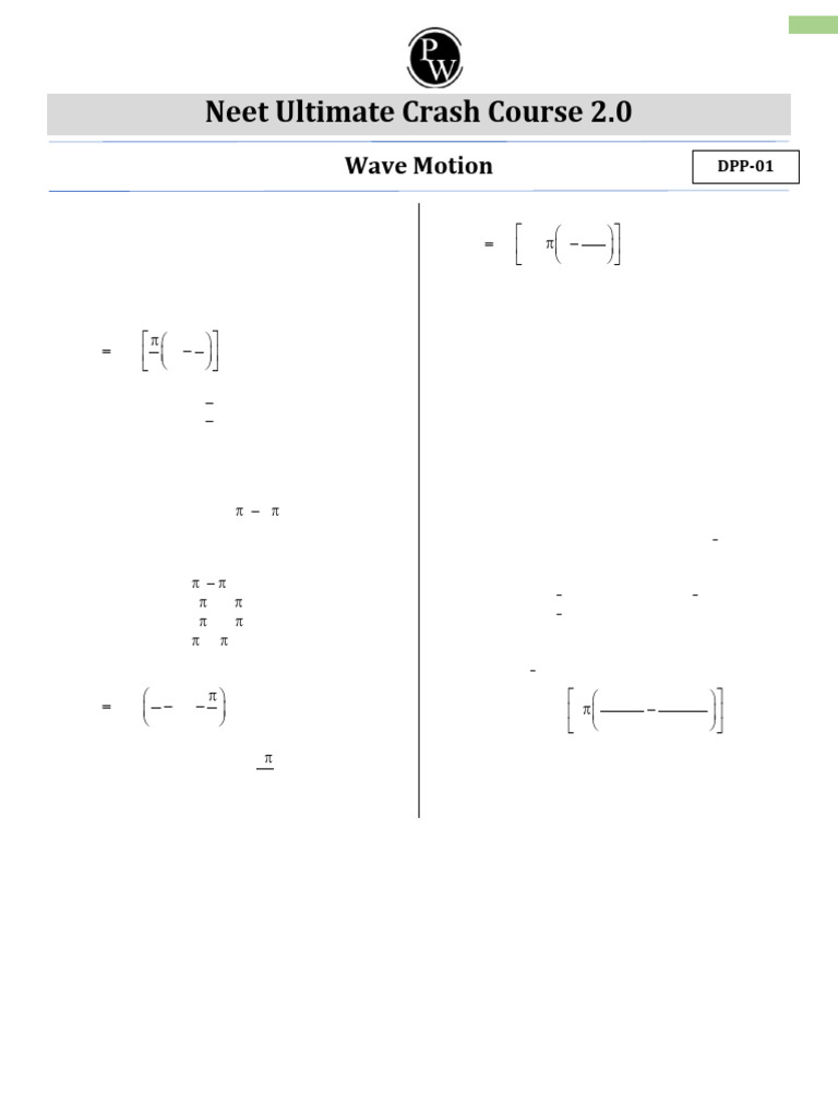 Wave Motion _ DPP 01 __ NEET Ultimate Crash Course 2.O | PDF | Waves ...