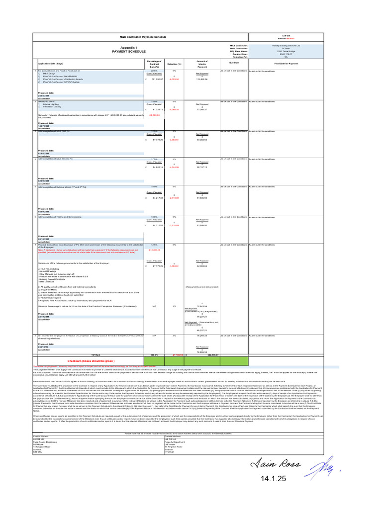 2093 WAL-Tame Bridge_Payment Schedule ME Direct IR SIGNED | PDF ...