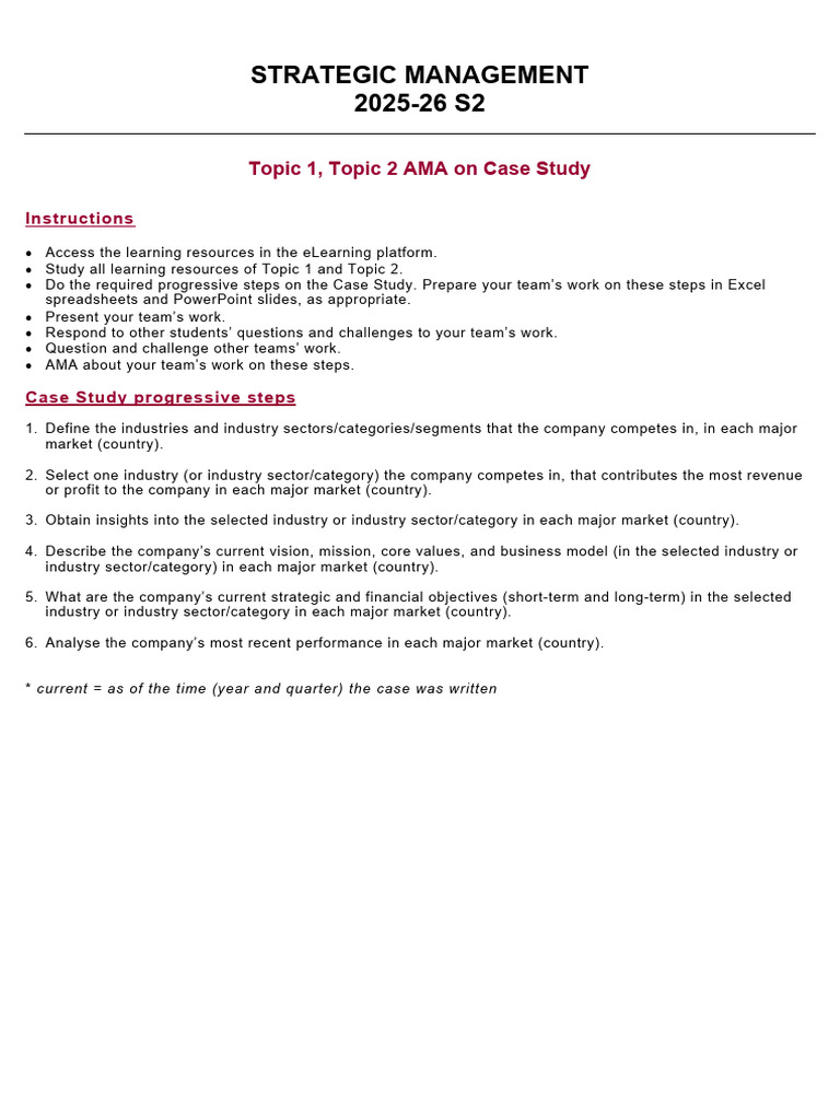 Strategic Management Case Study Guide | PDF
