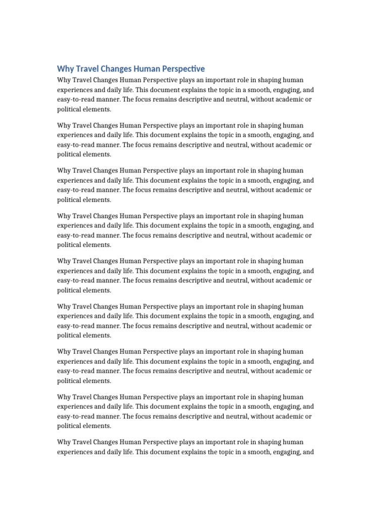 Document 14 Why Travel Changes Hum | PDF