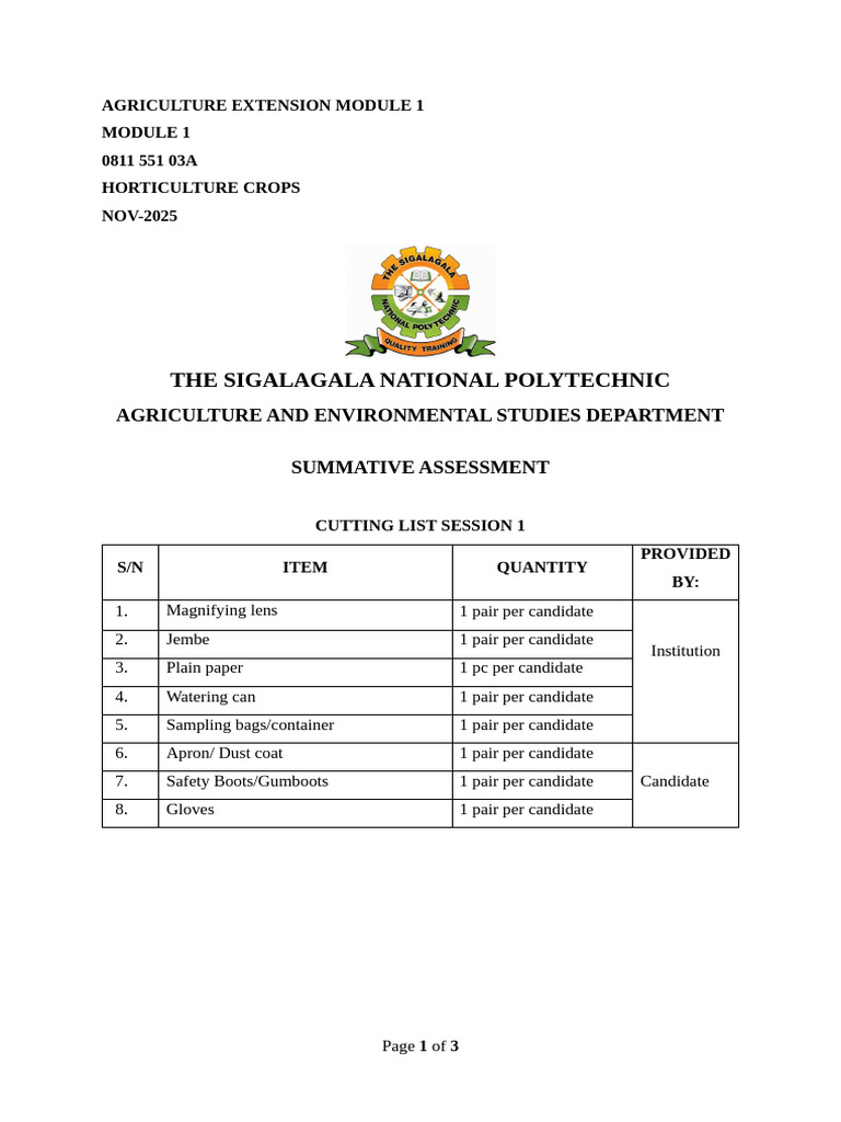 Cutting List Horticulture (1) | PDF