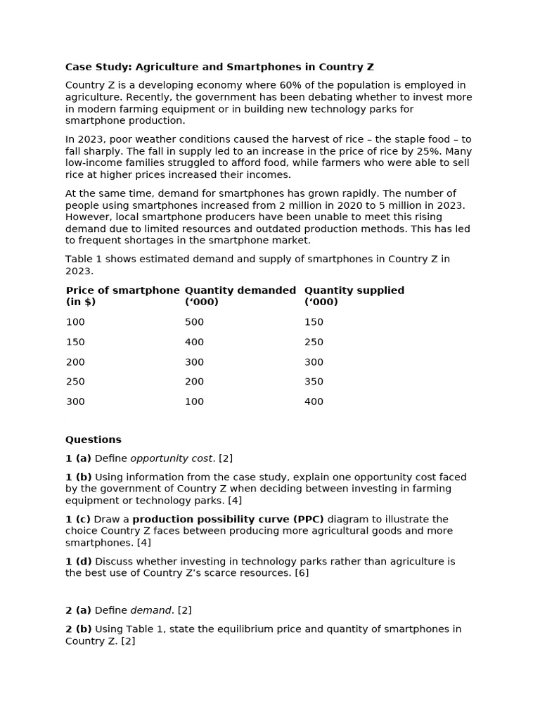igcse economics sample paper | PDF | Cost Of Living | Supply And Demand