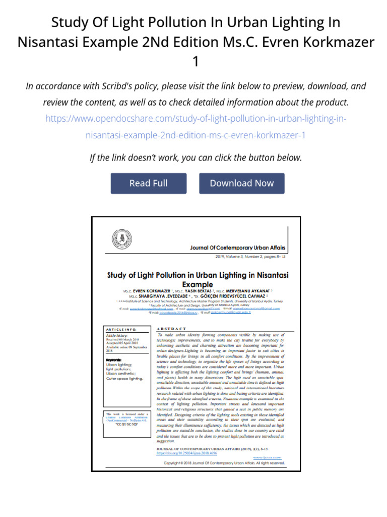 Study of Light Pollution in Urban Lighting in Nisantasi Example 2nd ...