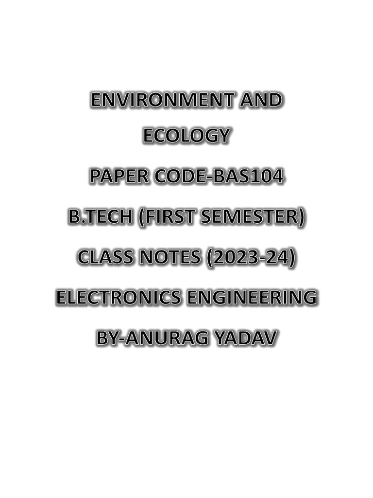 Environment and Ecology Complete Unit Notes. | PDF | Ecosystem ...