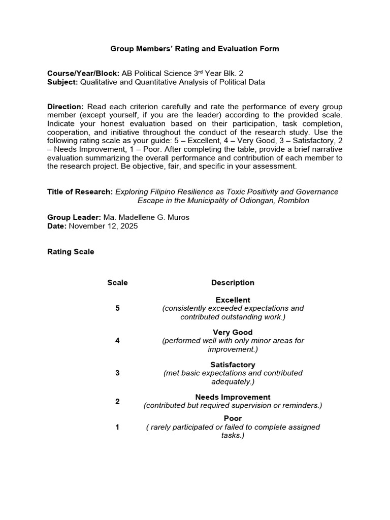 GROUP-EVALUATION | PDF | Evaluation | Methodology
